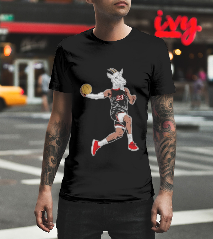 Goat Basketball Player Number 23 Greatest Of All Time Dunking Action T-Shirt