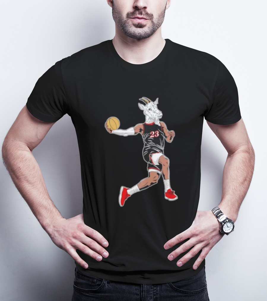 Goat Basketball Player Number 23 Greatest Of All Time Dunking Action T-Shirt