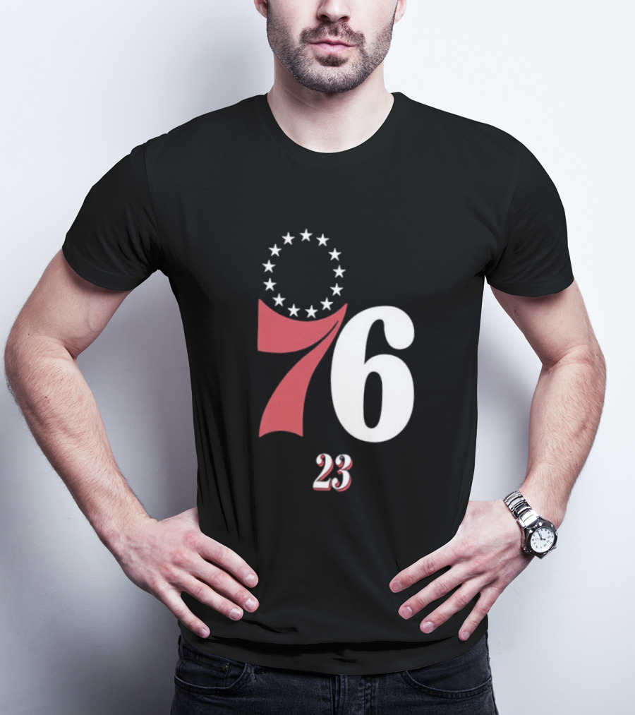 Philadelphia 76ers LeBron James 23 In The Paint Name And Number Royal 76ers T-Shirt
