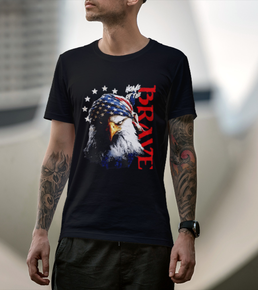 American Eagle Bandana Home Of The Brave Stars T-Shirt