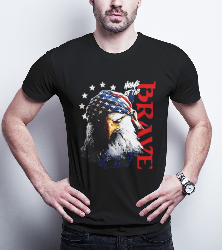 American Eagle Bandana Home Of The Brave Stars T-Shirt