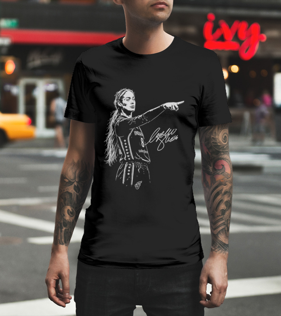 Sophie Cunningham Pointing Gesture Basketball Player Sketch T-Shirt