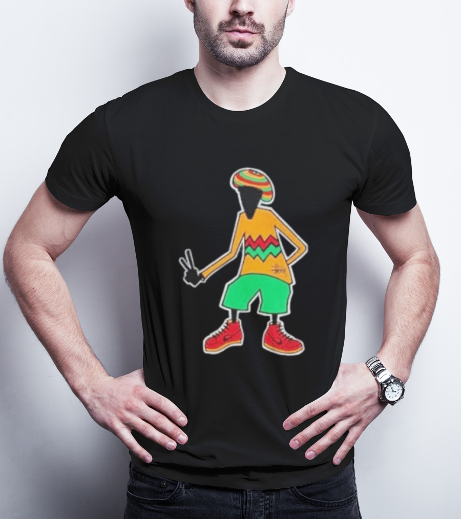 Stussy Rasta Man Peace Sign Reggae Streetwear Jamaica Style Fashion T-Shirt