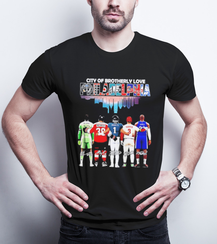 City Of Brotherly Love Philadelphia Skyline James Harper Hurts Blake Michkov T-Shirt