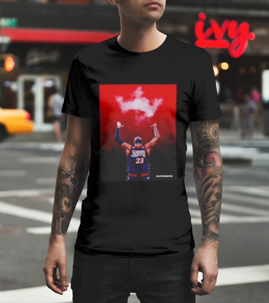 LeBron James Philadelphia 76ers No 23 ClutchPoints King Celebration T-Shirt