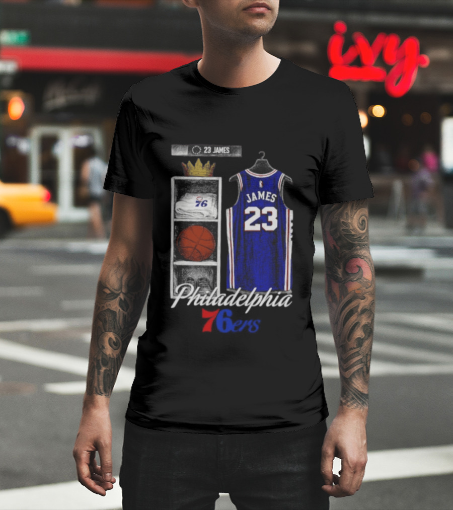 LeBron James 23 Jersey Philadelphia 76ers Locker Room T-Shirt