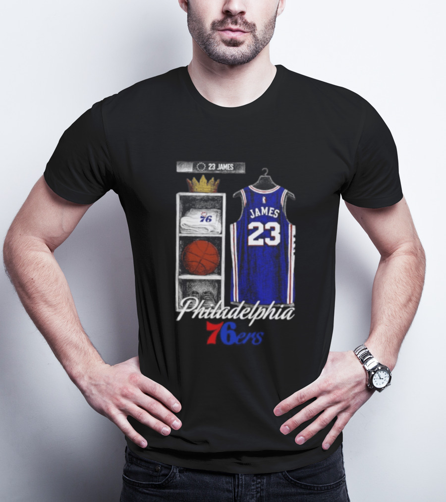LeBron James 23 Jersey Philadelphia 76ers Locker Room T-Shirt
