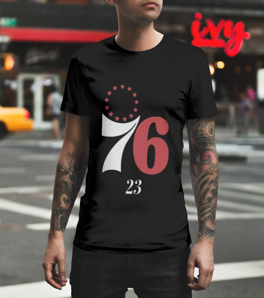 LeBron James Philadelphia 76ers Red In The Paint 23 Number 76 Stars T-Shirt