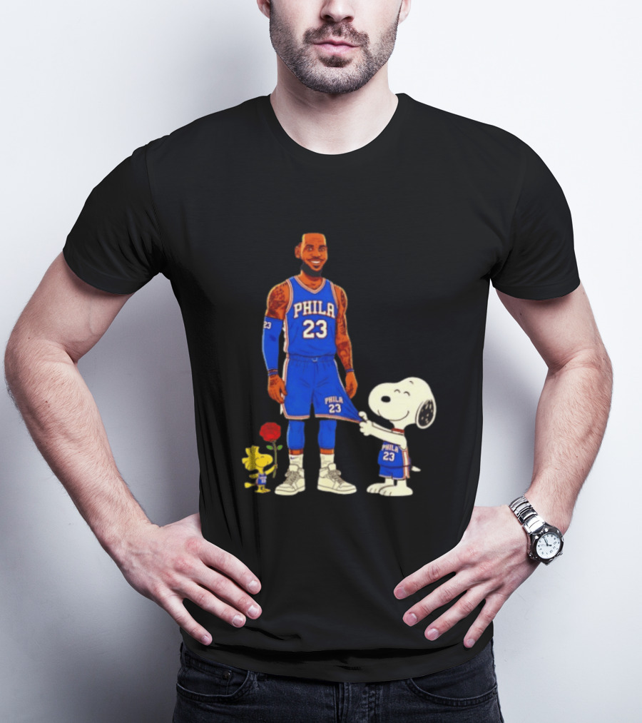 LeBron James Peanuts Collaboration Philadelphia 76ers Snoopy Woodstock 23 Jersey T-Shirt
