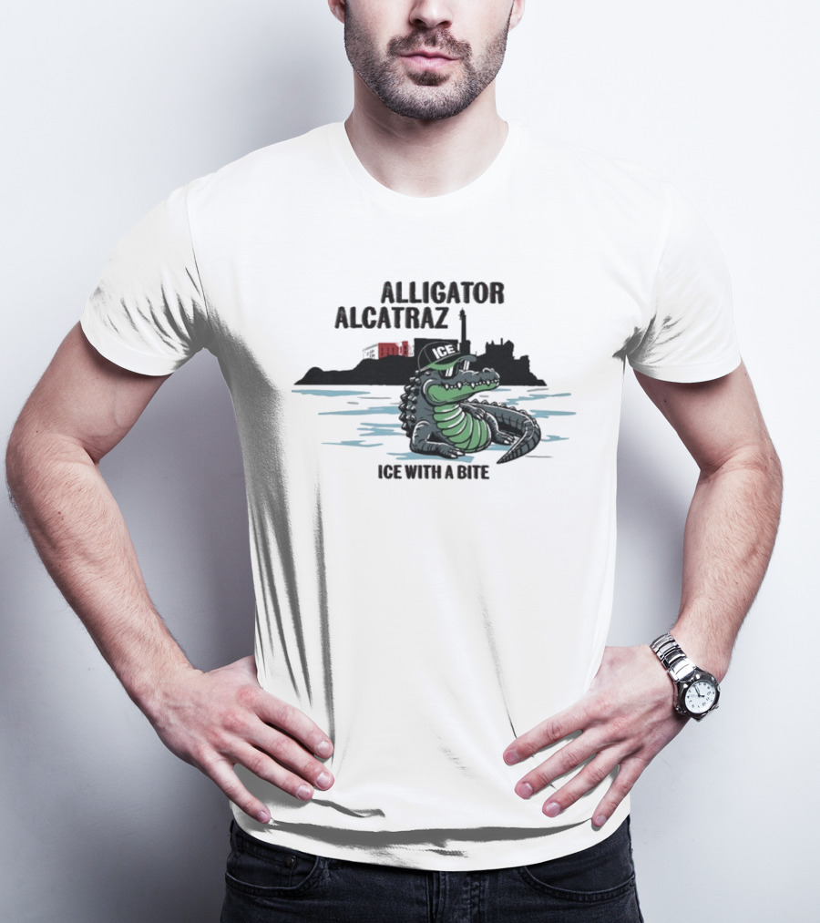 Alligator Alcatraz Ice With A Bite Chilling Reptile At San Francisco Bay T-Shirt