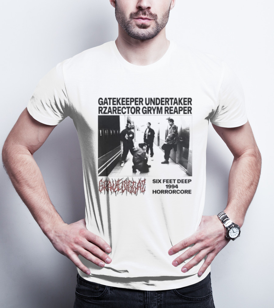 Gravediggaz Six Feet Deep 1994 Gatekeeper Undertaker Rzarector Grym Reaper Horrorcore T-Shirt