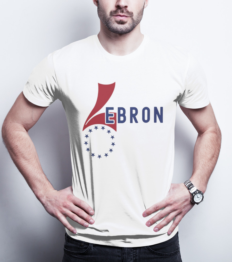Lebron Stars Circle Red Blue буквенный логотип 76 Ers T-Shirt