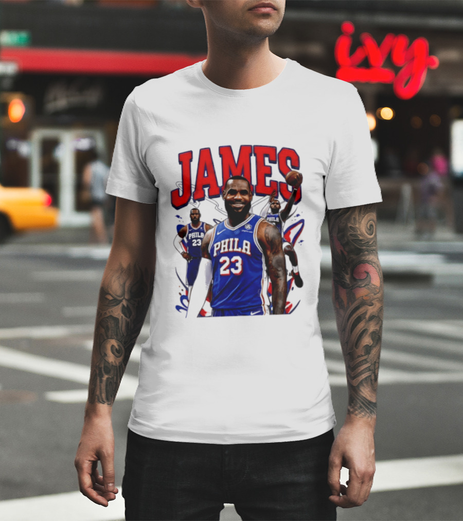 Philadelphia 76ers LeBron James 2026 Basketball Player T-Shirt