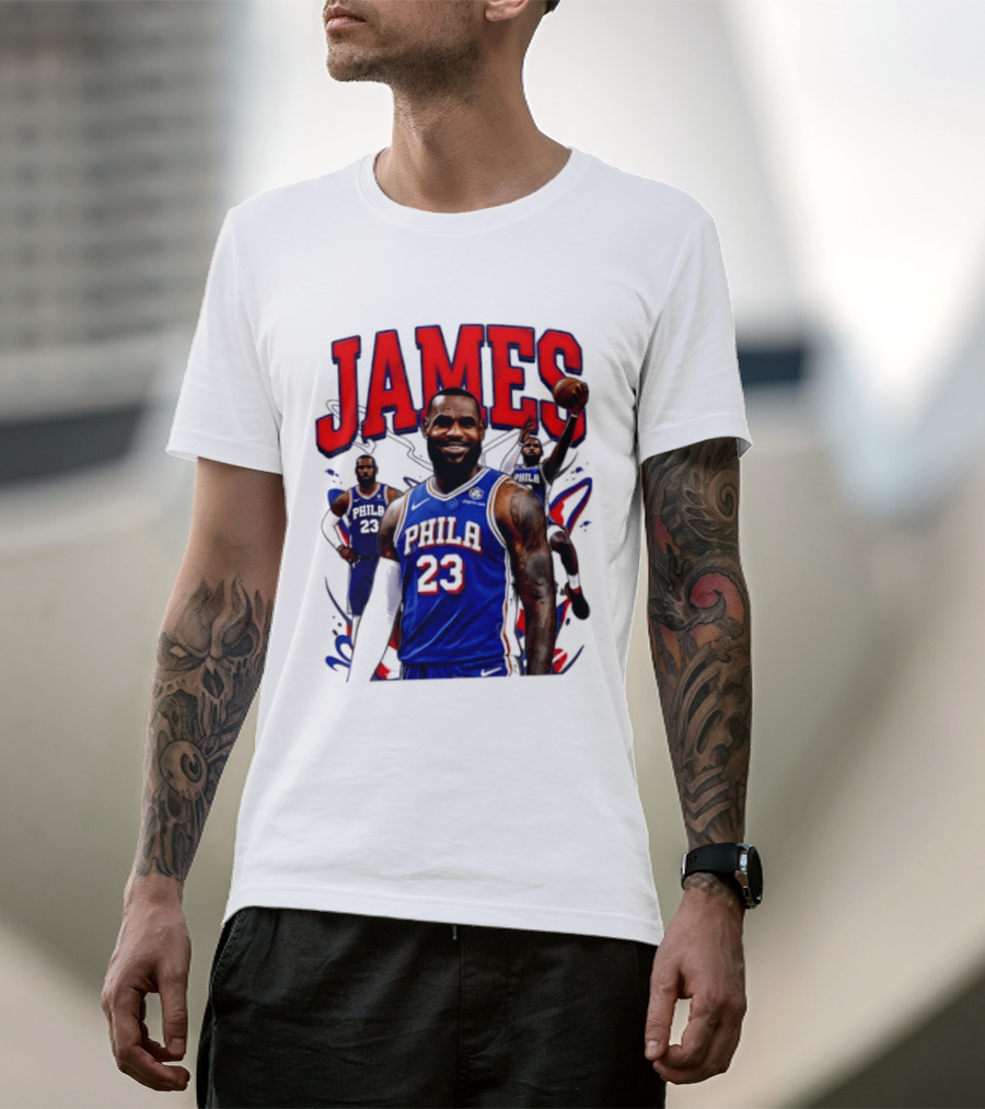 Philadelphia 76ers LeBron James 2026 Basketball Player T-Shirt
