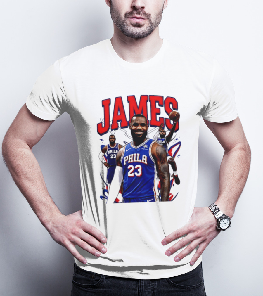 Philadelphia 76ers LeBron James 2026 Basketball Player T-Shirt