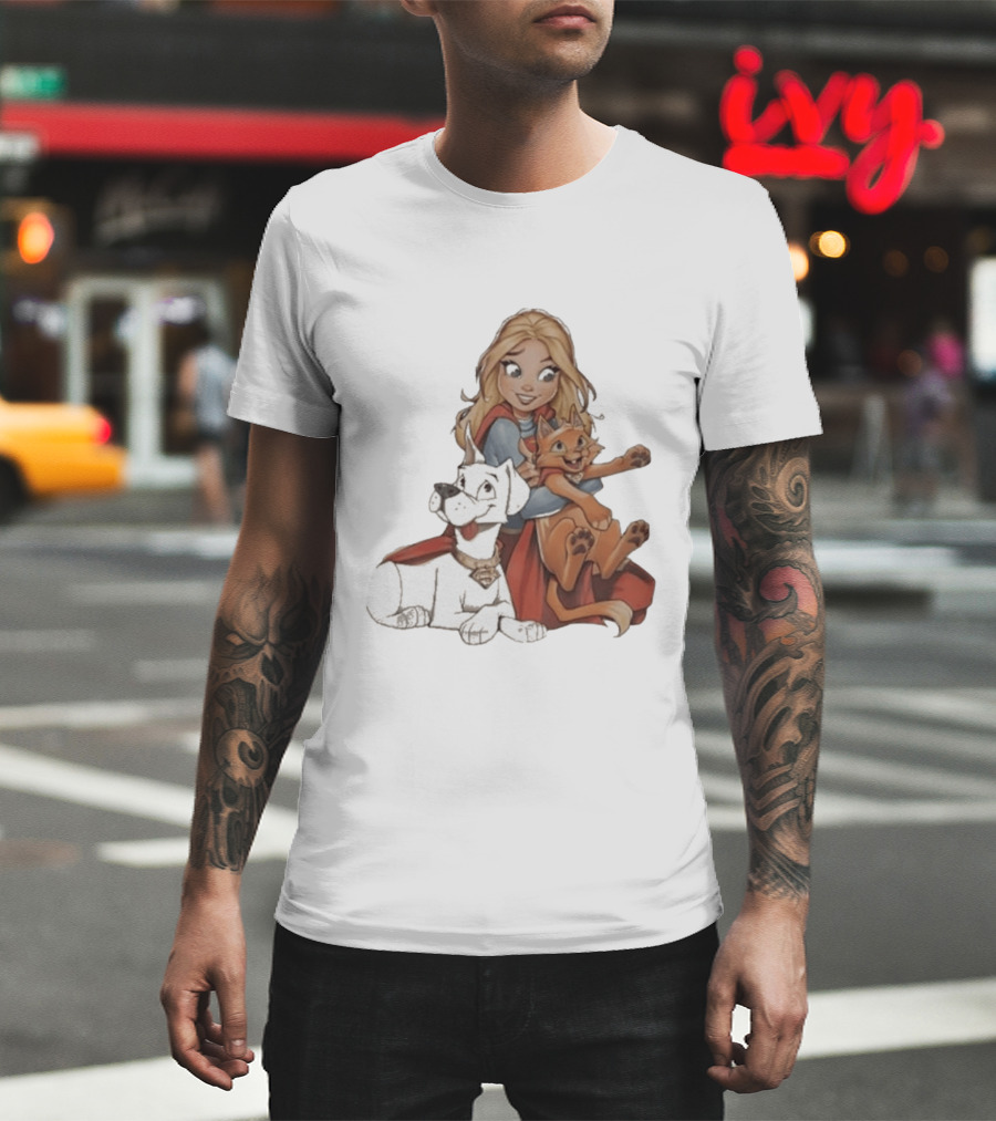 Supergirl Krypto Streaky Cartoon Characters Fun T-Shirt
