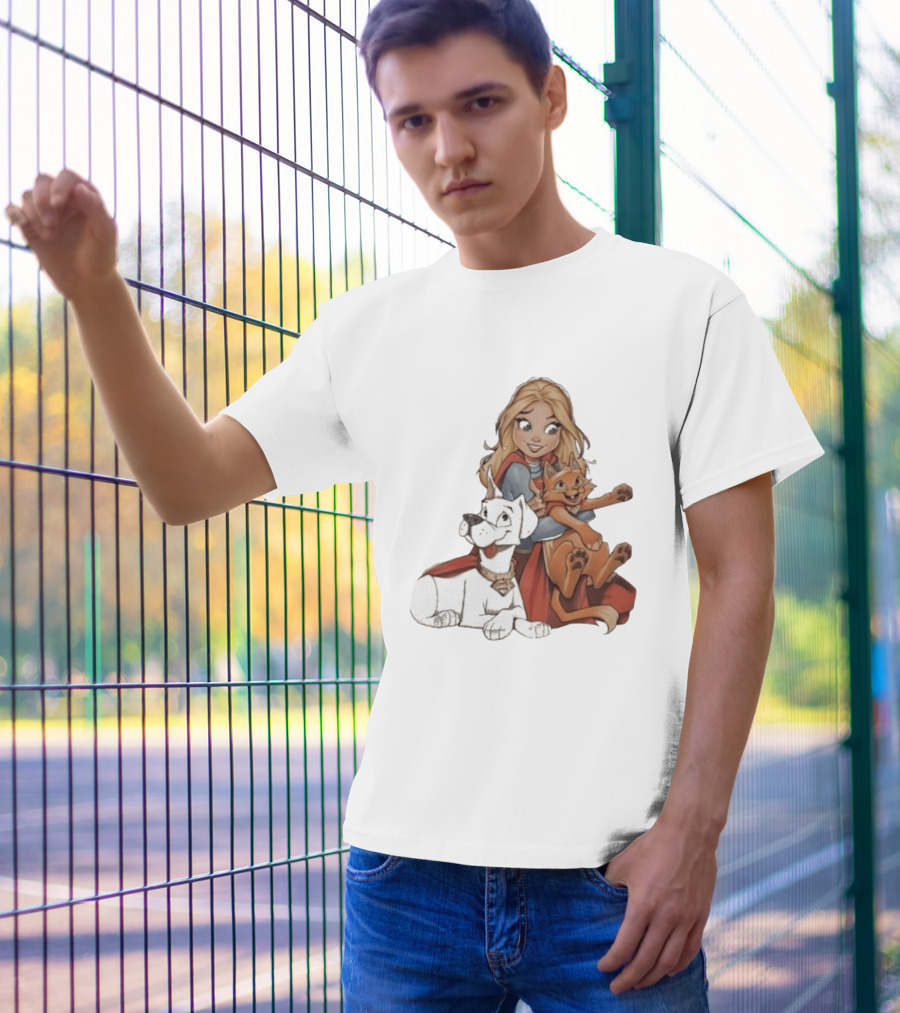 Supergirl Krypto Streaky Cartoon Characters Fun T-Shirt