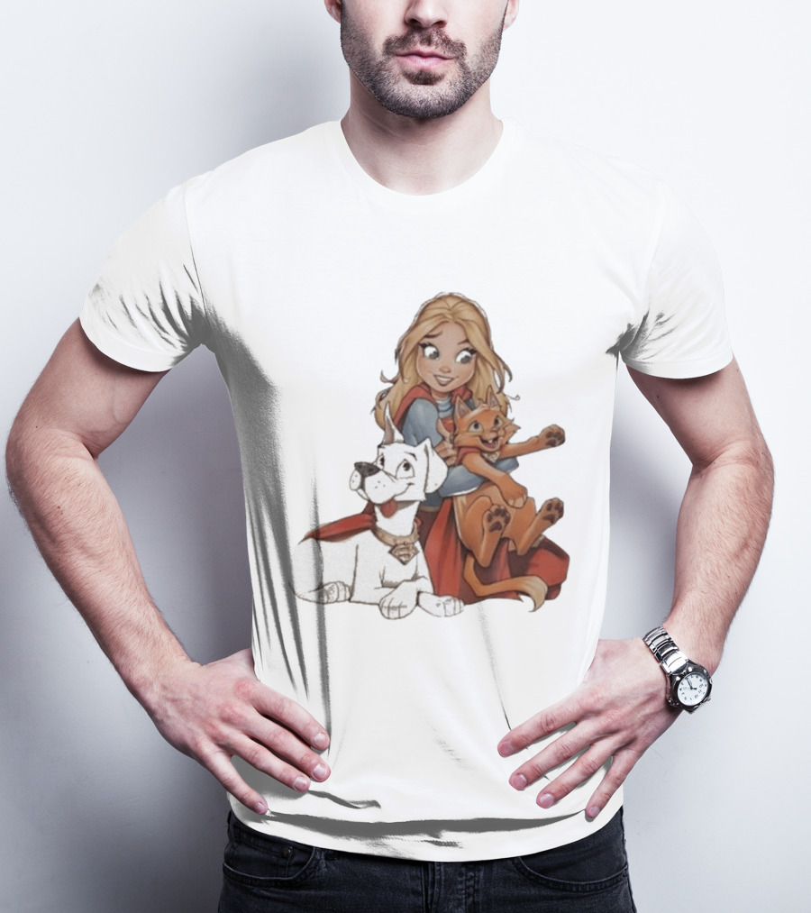 Supergirl Krypto Streaky Cartoon Characters Fun T-Shirt