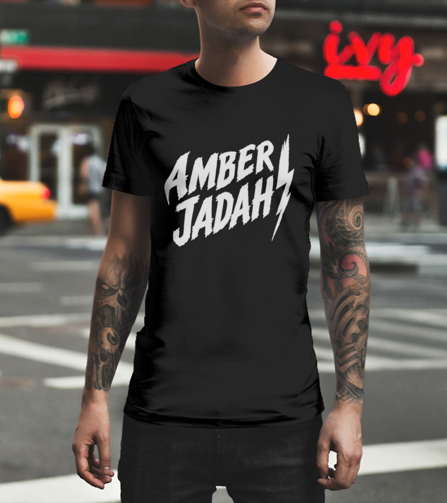 Amber Jadah Lightning Bold Text With Iconic Bolt T-Shirt
