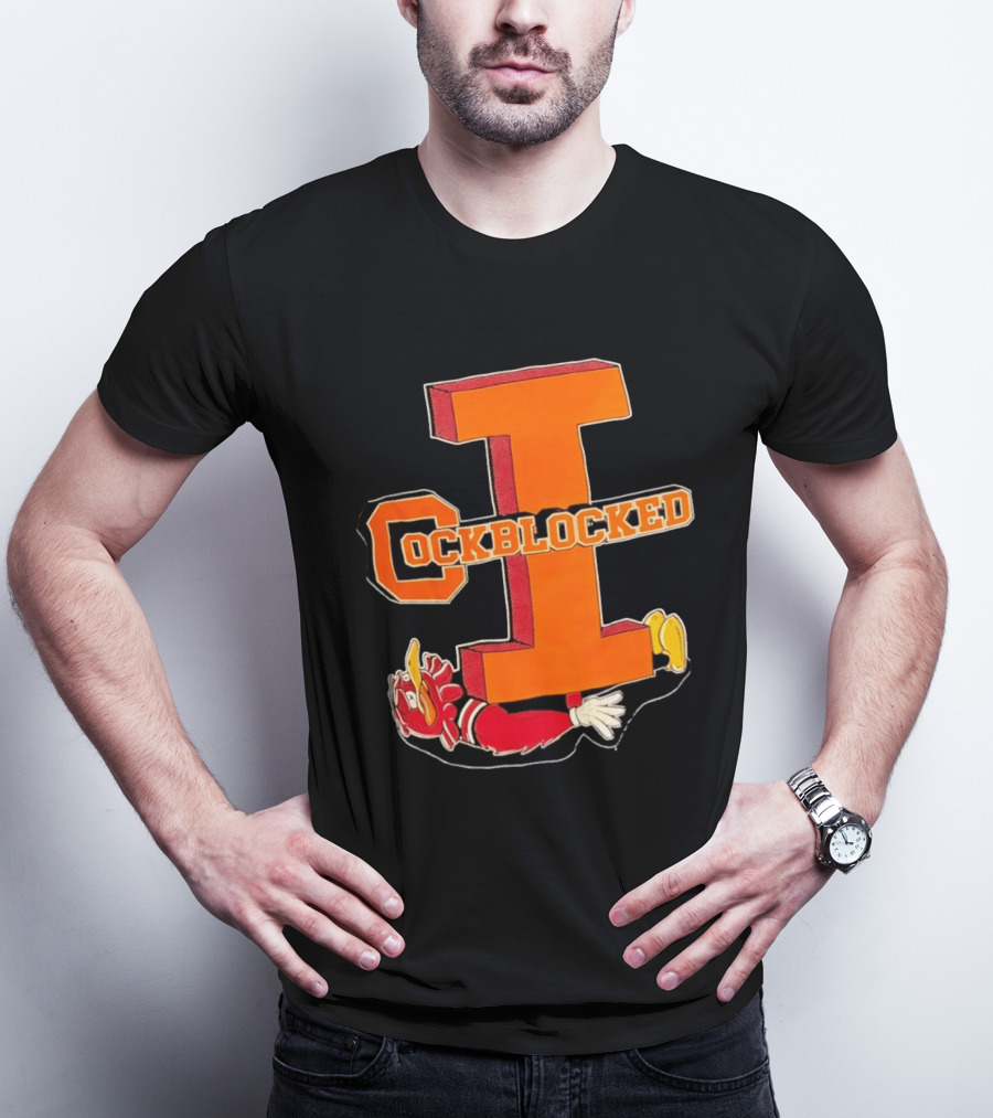 Cockblocked Illinois Fighting Illini Big I Defeat T-Shirt