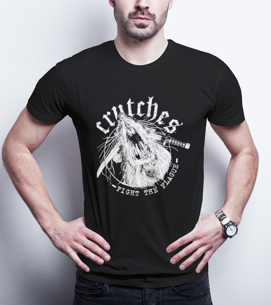 Crutches Fight The Plague Punk Hardcore Twig T-Shirt