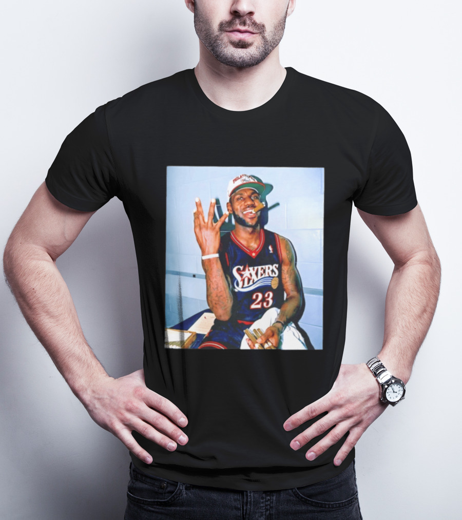 Philadelphia 76ers LeBron James 23 Cigar Photo T-Shirt