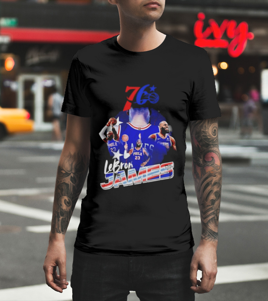 LeBron James Philadelphia 76ers 23 Player Collage T-Shirt