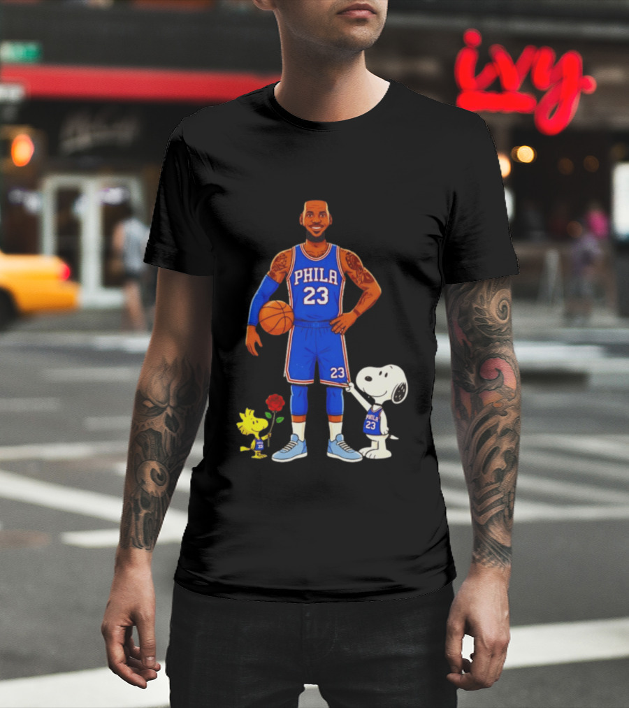LeBron James Snoopy Woodstock Philadelphia Phila 23 Basketball T-Shirt