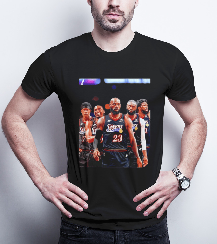 Tyrese Maxey VJ Edgecombe Jaylen Brown LeBron James Joel Embiid Sixers T-Shirt