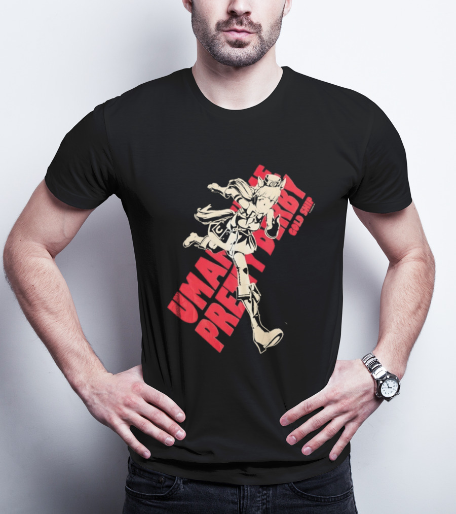 Umamusume Pretty Derby Gold Ship Anime Character Running Pose T-Shirt