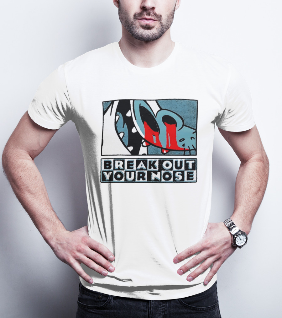 Break Out Your Nose Comic Style Cartoon With Red Accent T-Shirt