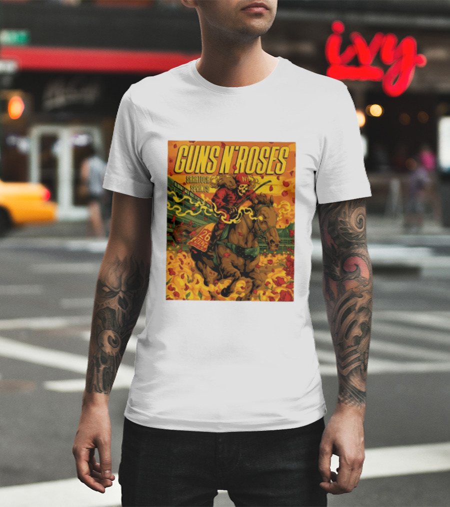 Guns N' Roses Saratoga Springs July 26 2026 Equestrian Skull Rider NY Event T-Shirt