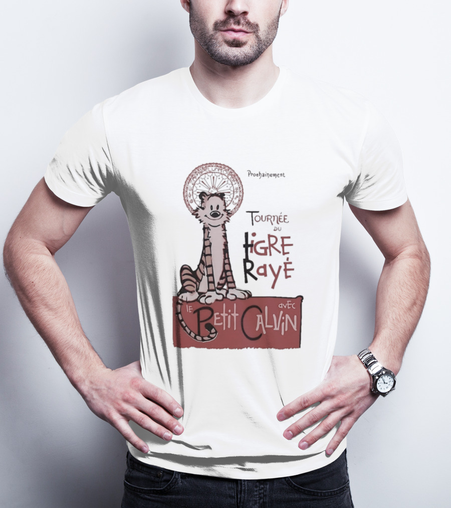 Tournée Du Tigre Raye Le Petit Calvin Avec Hobbes T-Shirt