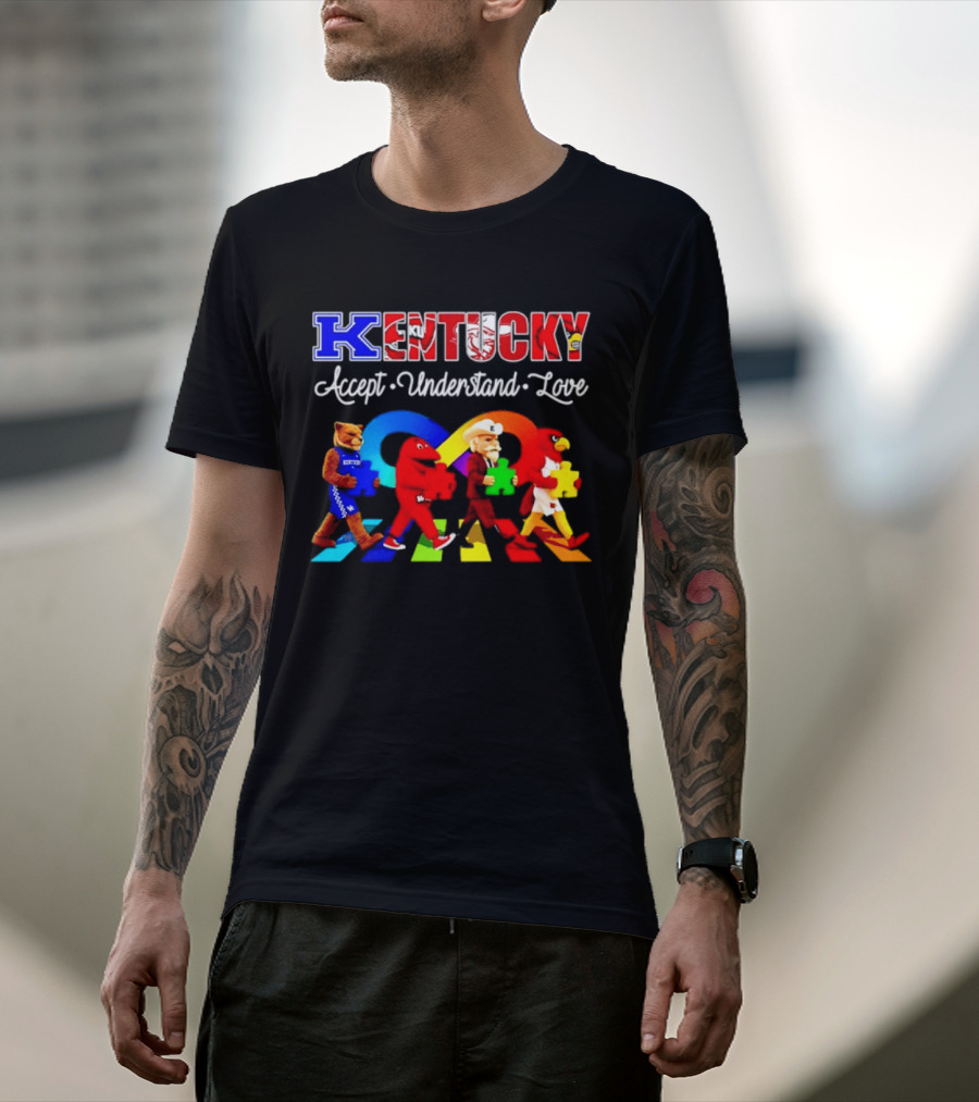 Kentucky Accept Understand Love Louisville Cardinals Puzzle Piece Parade T-Shirt