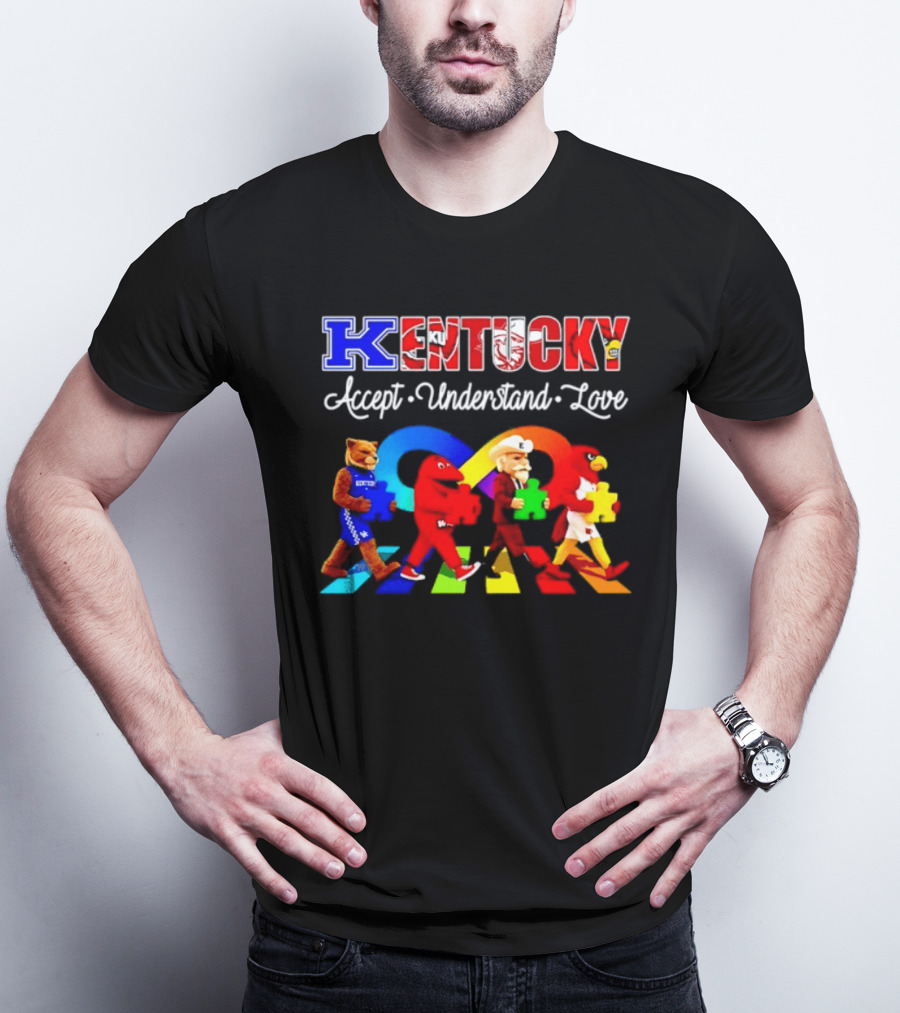 Kentucky Accept Understand Love Louisville Cardinals Puzzle Piece Parade T-Shirt