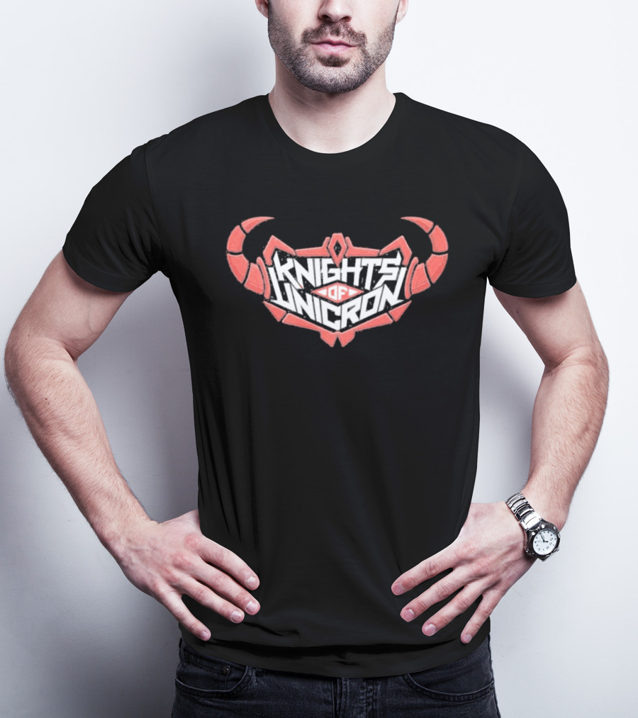 Knights Of Unicron Red Horned Icon With Stylized Text And Horns T-Shirt