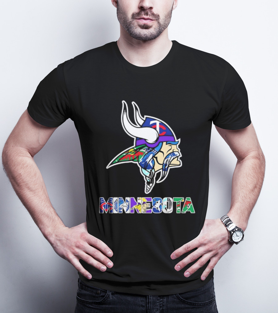 Minnesota Vikings Twins Wild Timberwolves United Team Fans Mashup T-Shirt