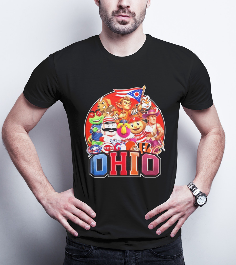 Ohio Sports Teams Mascots Cleveland Guardians Reds Bengals Browns Buckeyes Reds Crew Indians Fan T-Shirt