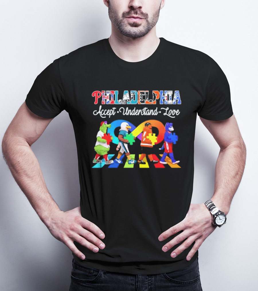 Philadelphia Mascots Accept Understand Love Puzzle Parade T-Shirt