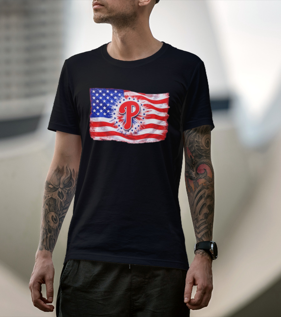Phillies Patriotic American Flag Philadelphia Baseball 250th Anniversary Independence Day T-Shirt