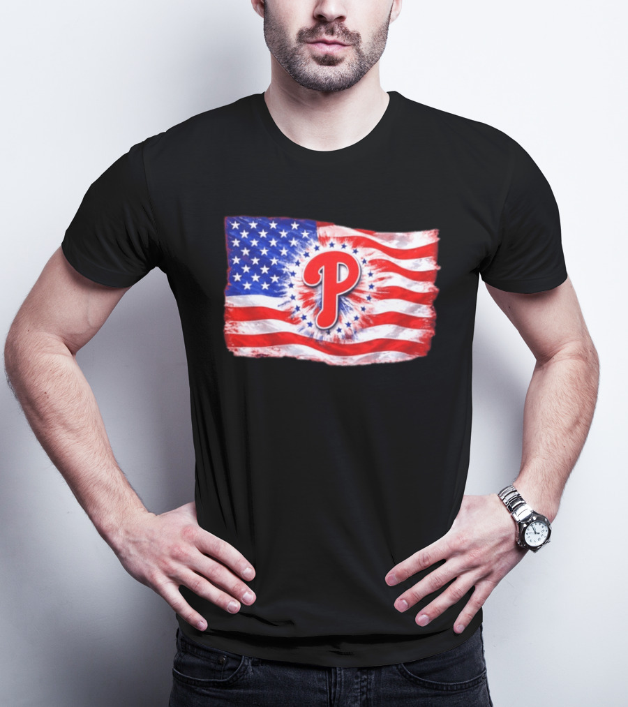 Phillies Patriotic American Flag Philadelphia Baseball 250th Anniversary Independence Day T-Shirt