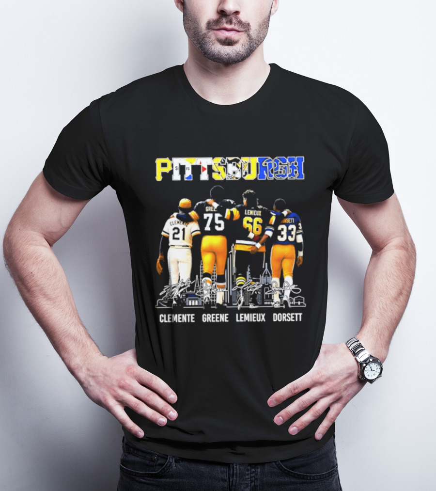 Pittsburgh Sports Legends Clemente Greene Lemieux Dorsett T-Shirt
