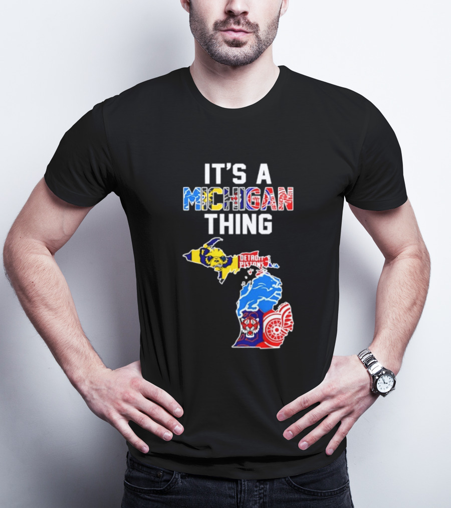 It's A Michigan Thing Detroit Pistons Lions Tigers Red Wings T-Shirt