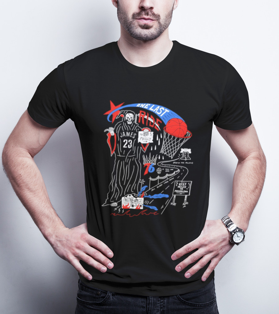 James 23 Finish The Process One Last Ride Reaper Philly Basketball Journey T-Shirt