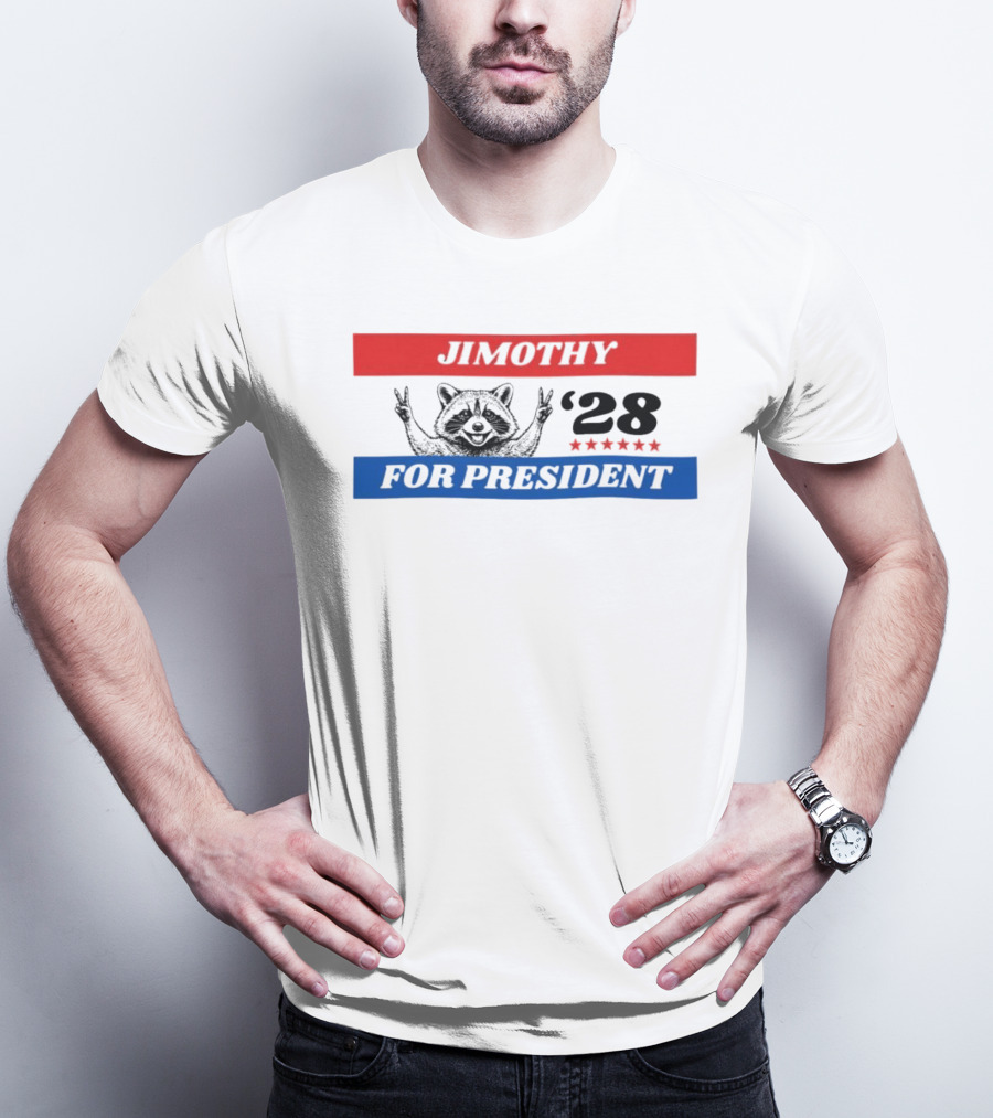 Jimothy Raccoon For President '28 Peace Victory Stars T-Shirt