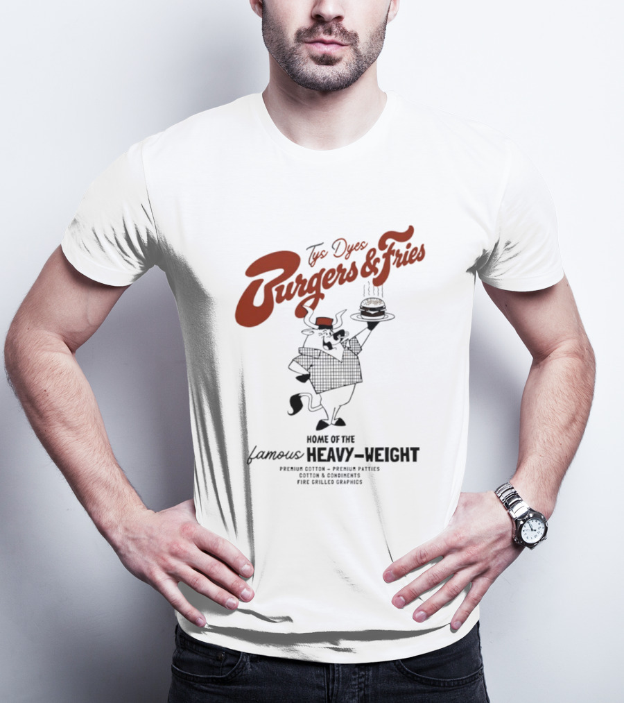 Tys Dyes Burgers And Fries Home Of The Famous Heavy Weight Premium Cotton Vintage Checkerboard Funk Grilled Goodness T-Shirt