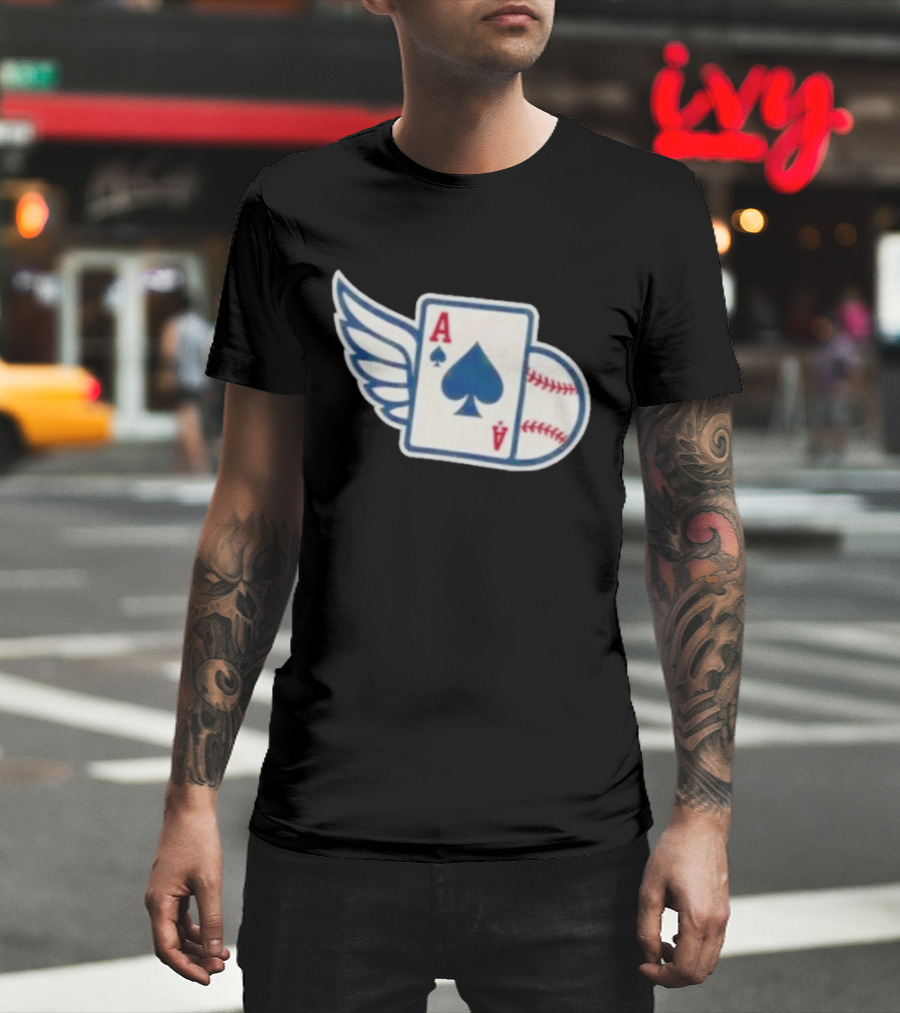 Ace Of Spades Baseball Winged Playing Card T-Shirt