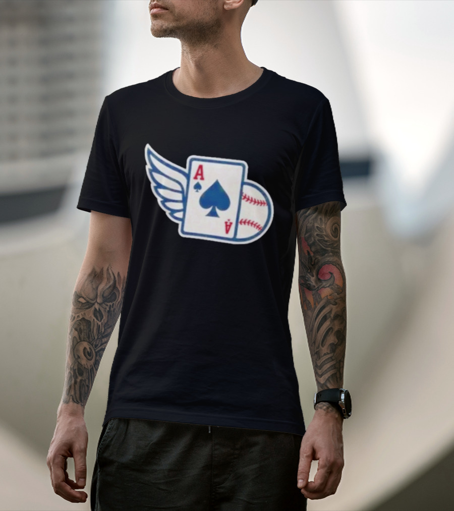 Ace Of Spades Baseball Winged Playing Card T-Shirt