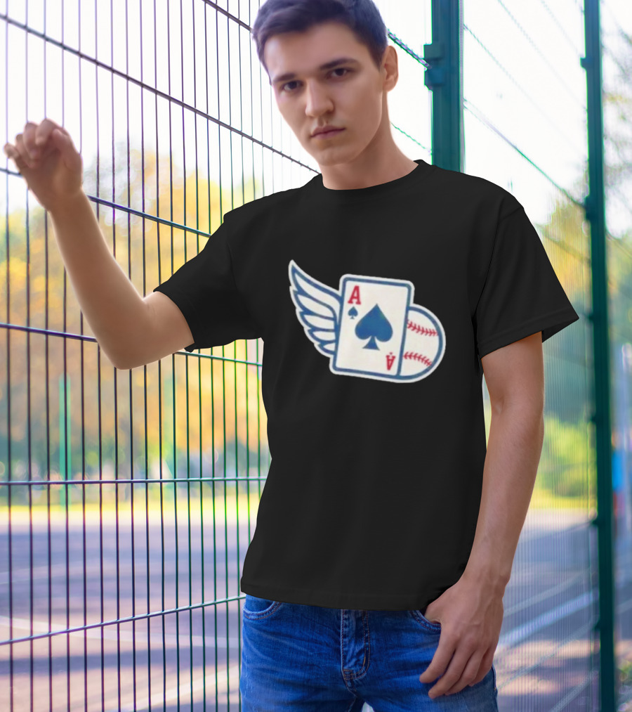 Ace Of Spades Baseball Winged Playing Card T-Shirt