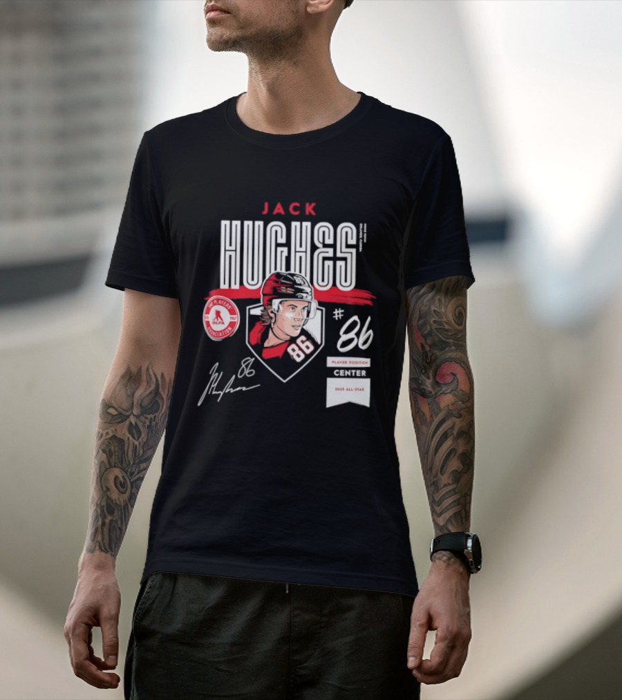 Jack Hughes 86 New Jersey Devils NHL Players Association Center 2026 All Star T-Shirt